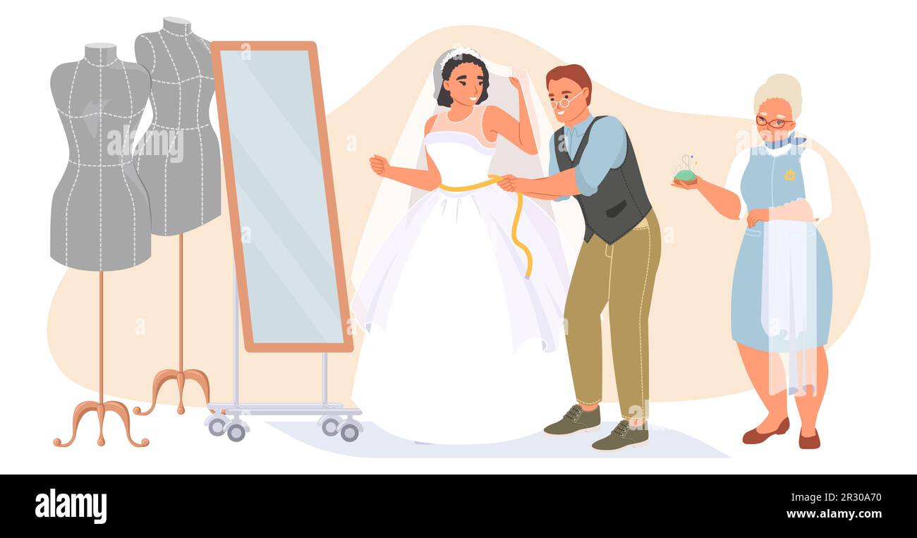 Gown fitting Stock Vector Images - Alamy