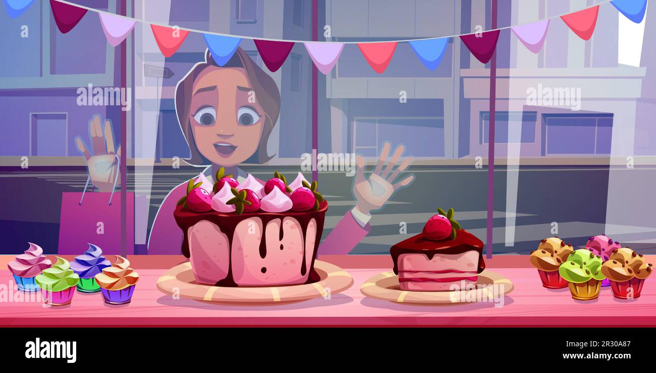 Woman looking bakery shop window Stock Vector Images - Alamy