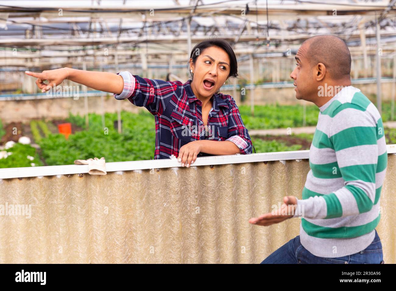 Farm neighbors quarrel over backyard Stock Photo - Alamy
