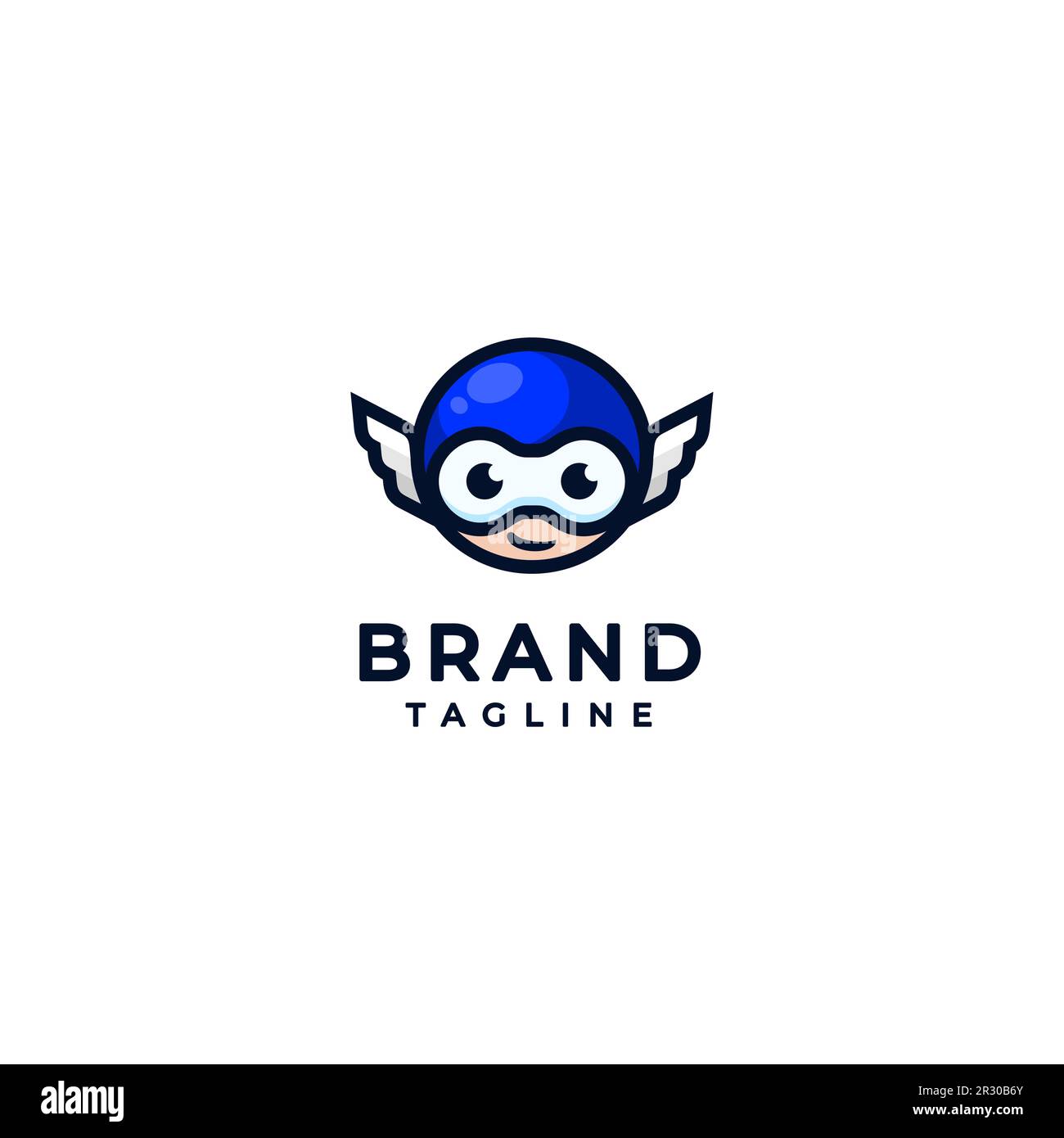 Cute Boys Head Mascot Design with Wing Accents. Cute boy design with ...