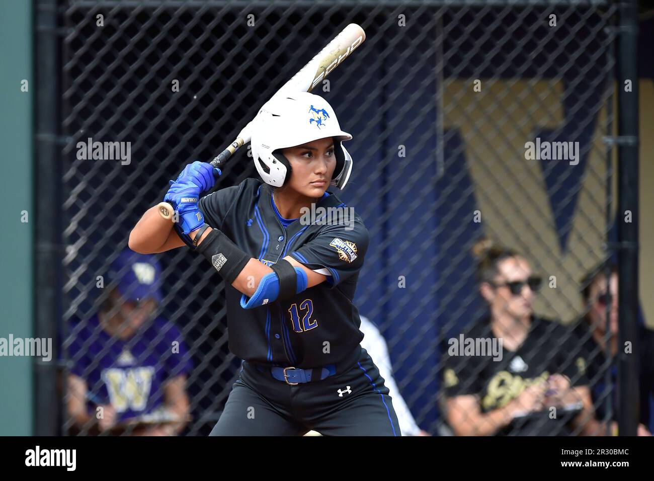 May 20, 2023: McNeese St. infielder Mariana Torres (12) at bat during ...