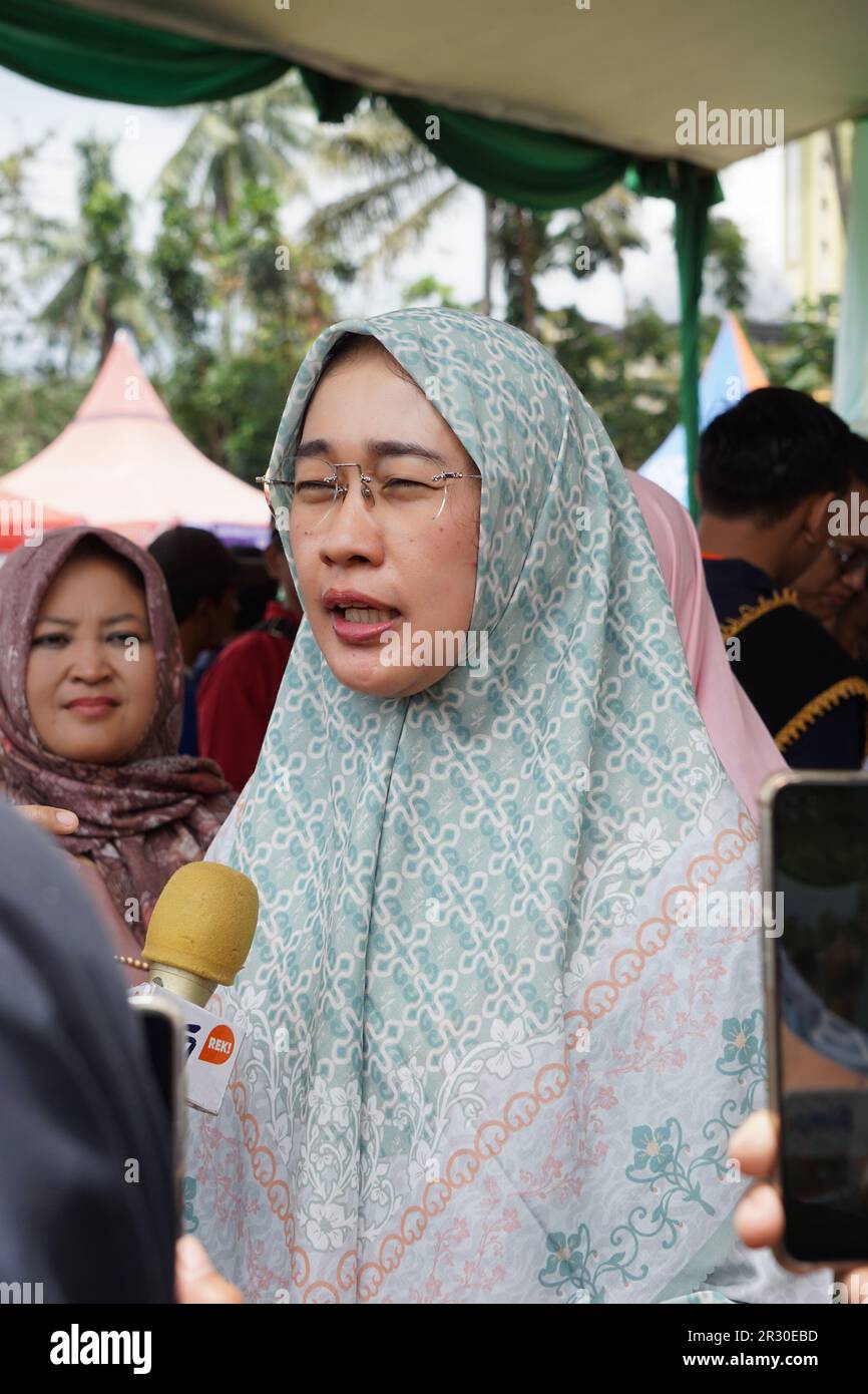 Anggia Erma Rini (members of the House of Representatives or DPR RI) is eating durian on ...