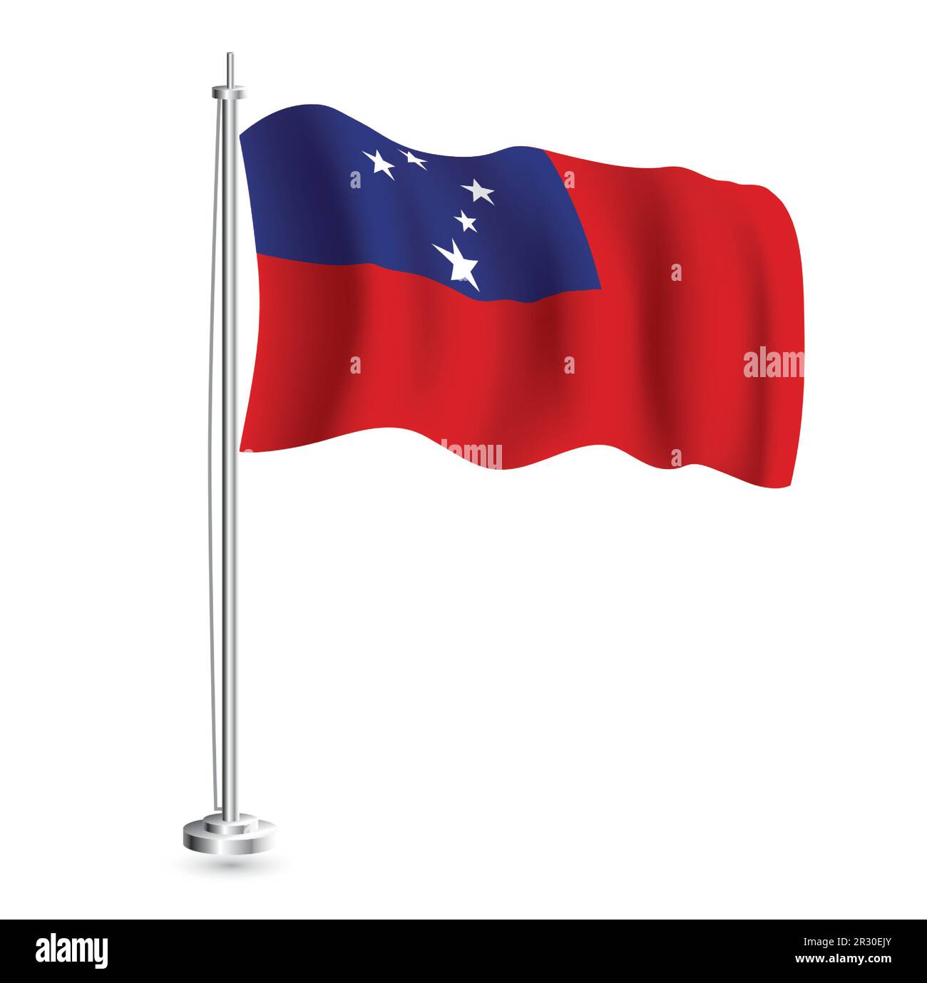Samoa Flag. Isolated Realistic Wave Flag of Samoa Country on Flagpole ...
