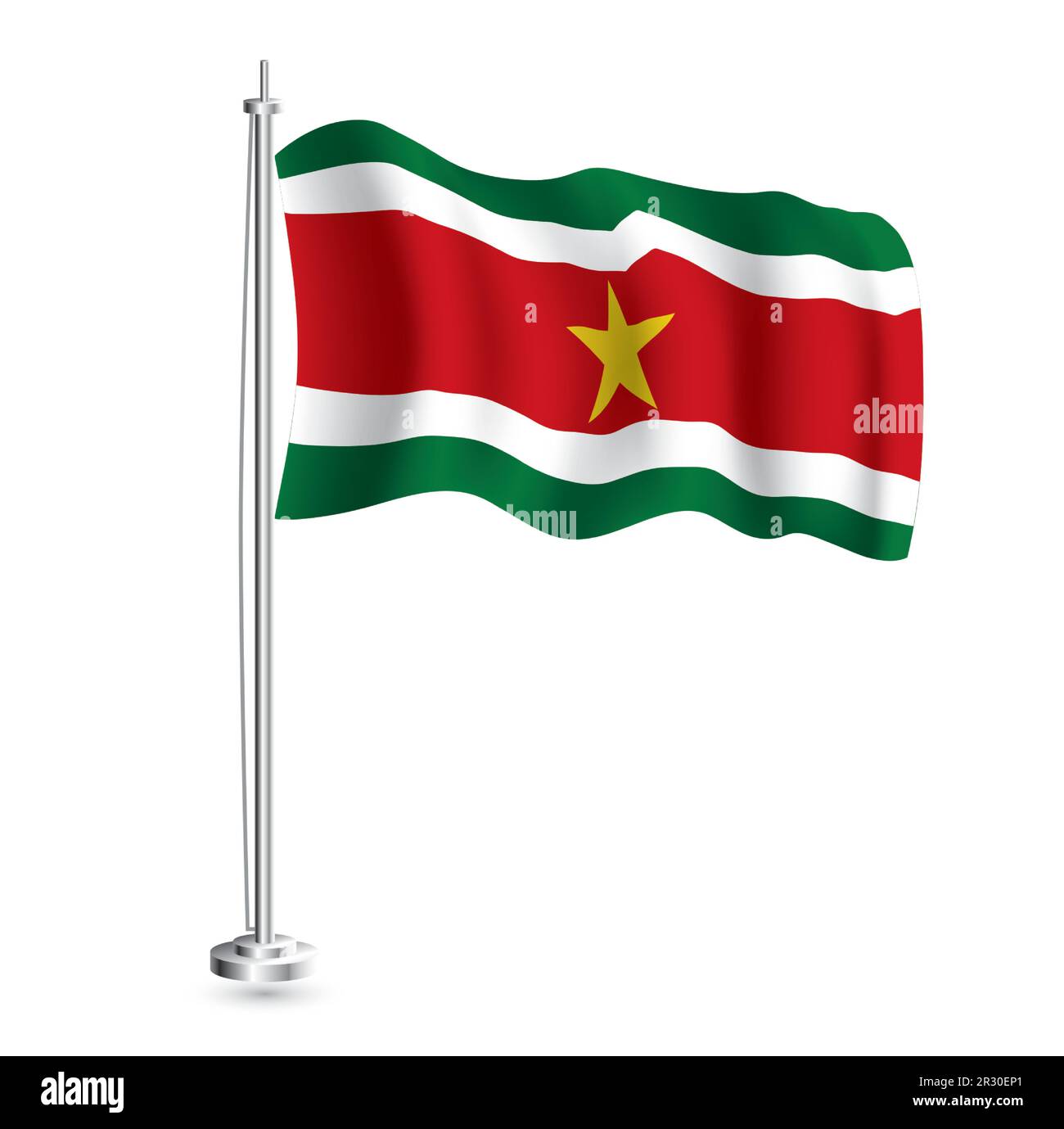 Surinamese Flag. Isolated Realistic Wave Flag of Suriname Country on Flagpole. Vector ...