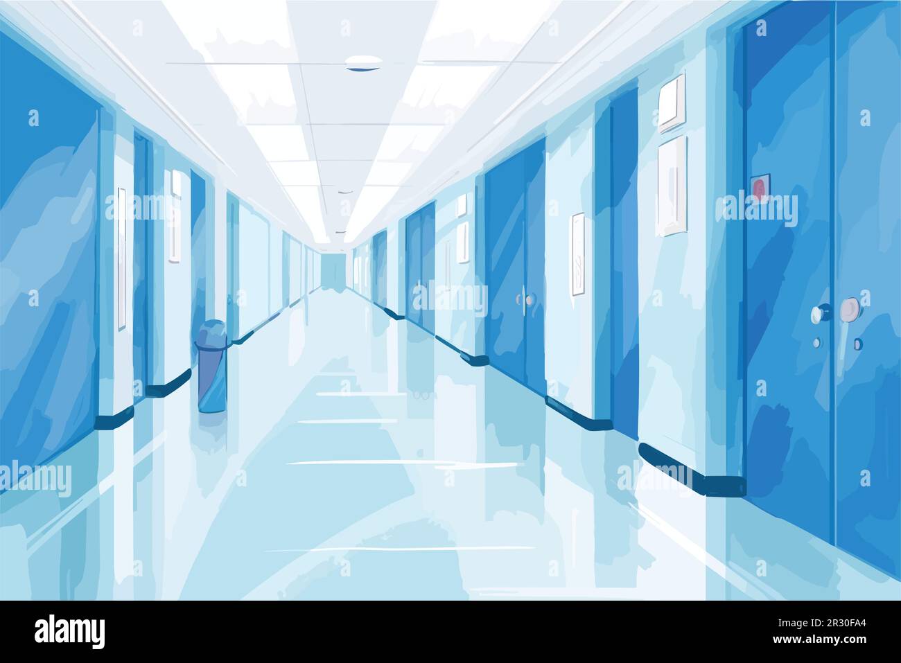 Blue Empty Hall with Doors Abstract Illustration Stock Vector Image ...
