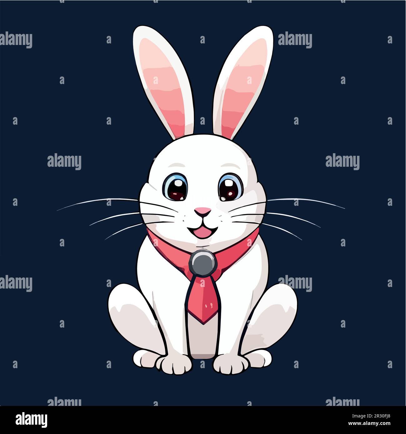 Little cute white bunny. Happy funny creature cartoon vector ...