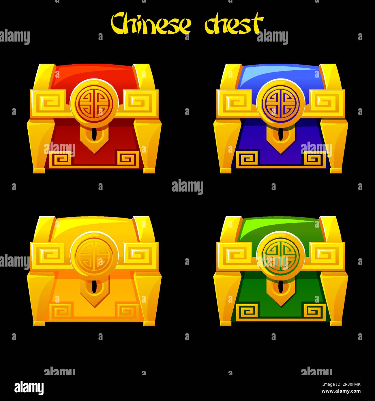 Chinese chest in different colors, vector icons Stock Vector Image ...