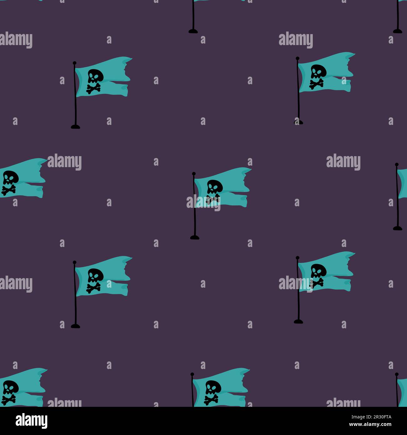 Pirate sea flat vector seamless pattern. Sailing backdrop. Anchor, map ...