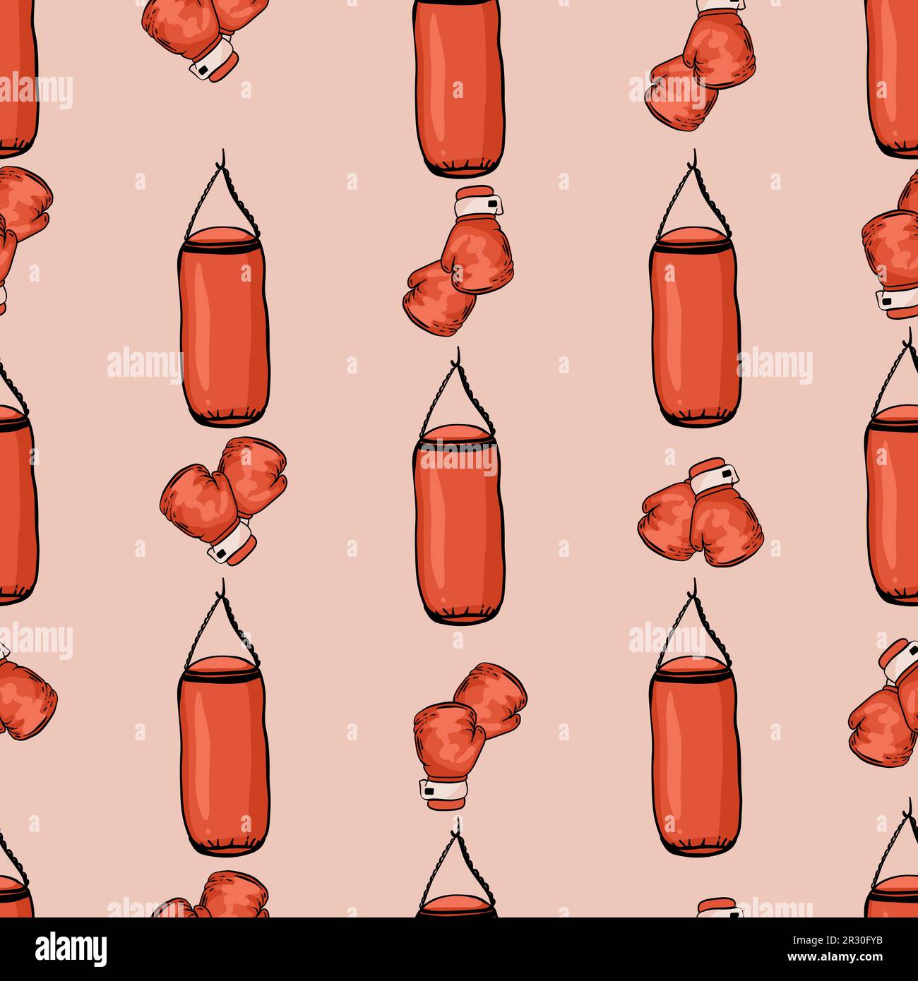 Seamless boxing themed pattern. Boxing gloves pattern. Red colored ...