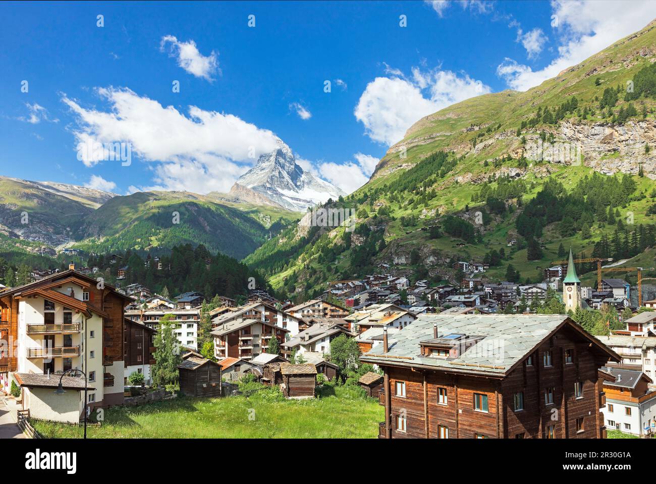 aerial view of the city of Zermatt in the swiss alps Stock Photo - Alamy