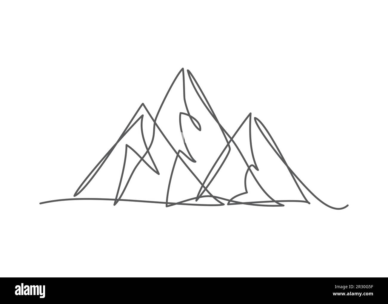 Mountain One line drawing on white background Stock Vector Image & Art ...
