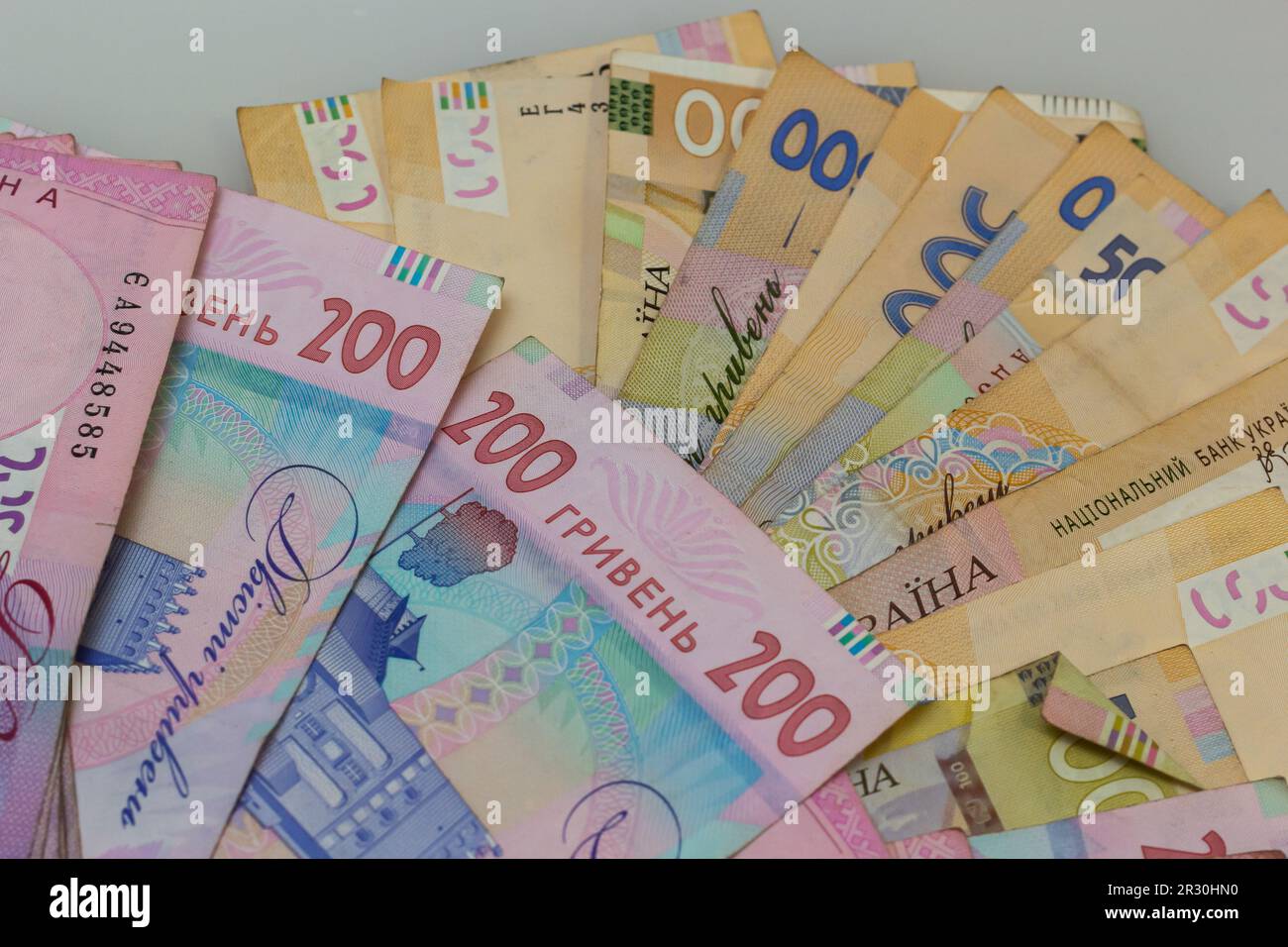 Money of Ukraine. Background of ukrainian hryvnia banknotes. Hryvnia ...