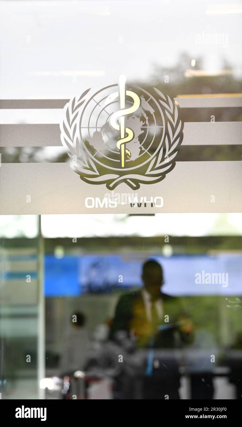 Geneva, Switzerland. 21st May, 2023. A logo of the World Health ...