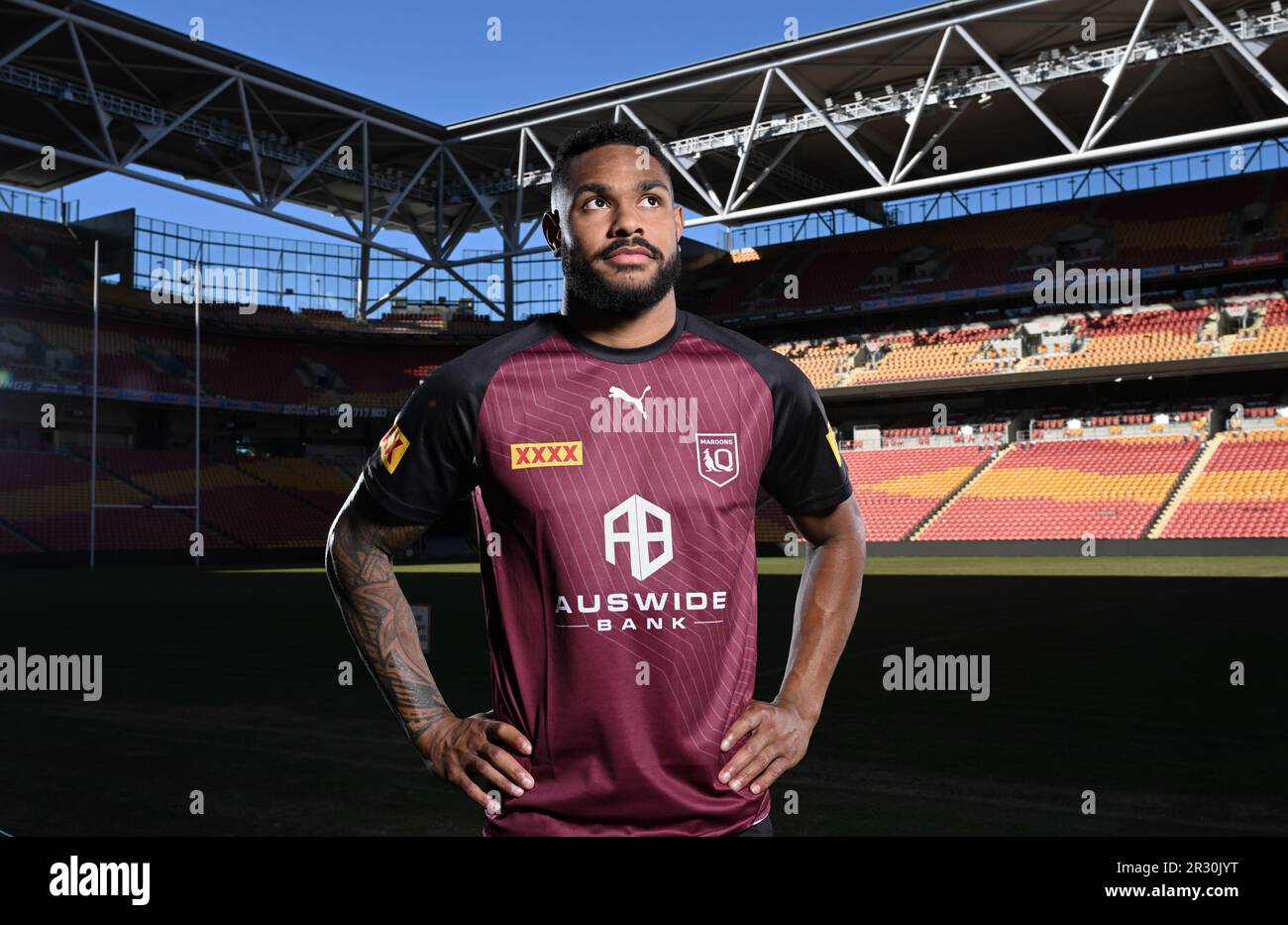 Hamiso Tabuai-Fidow of the Maroons poses for a photograph during the ...