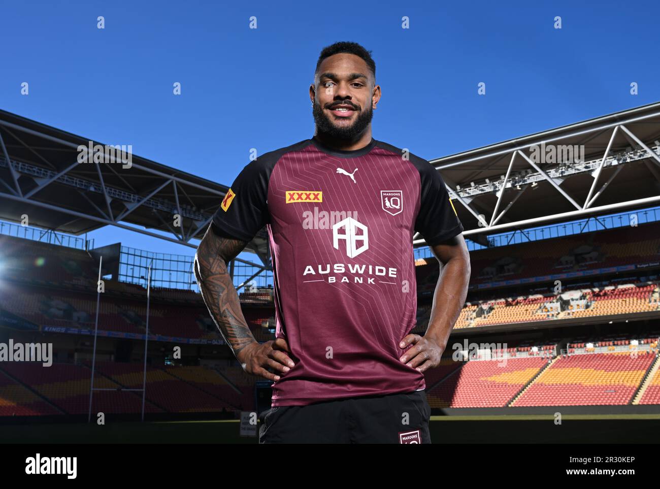 Hamiso Tabuai-Fidow of the Maroons poses for a photograph during the ...