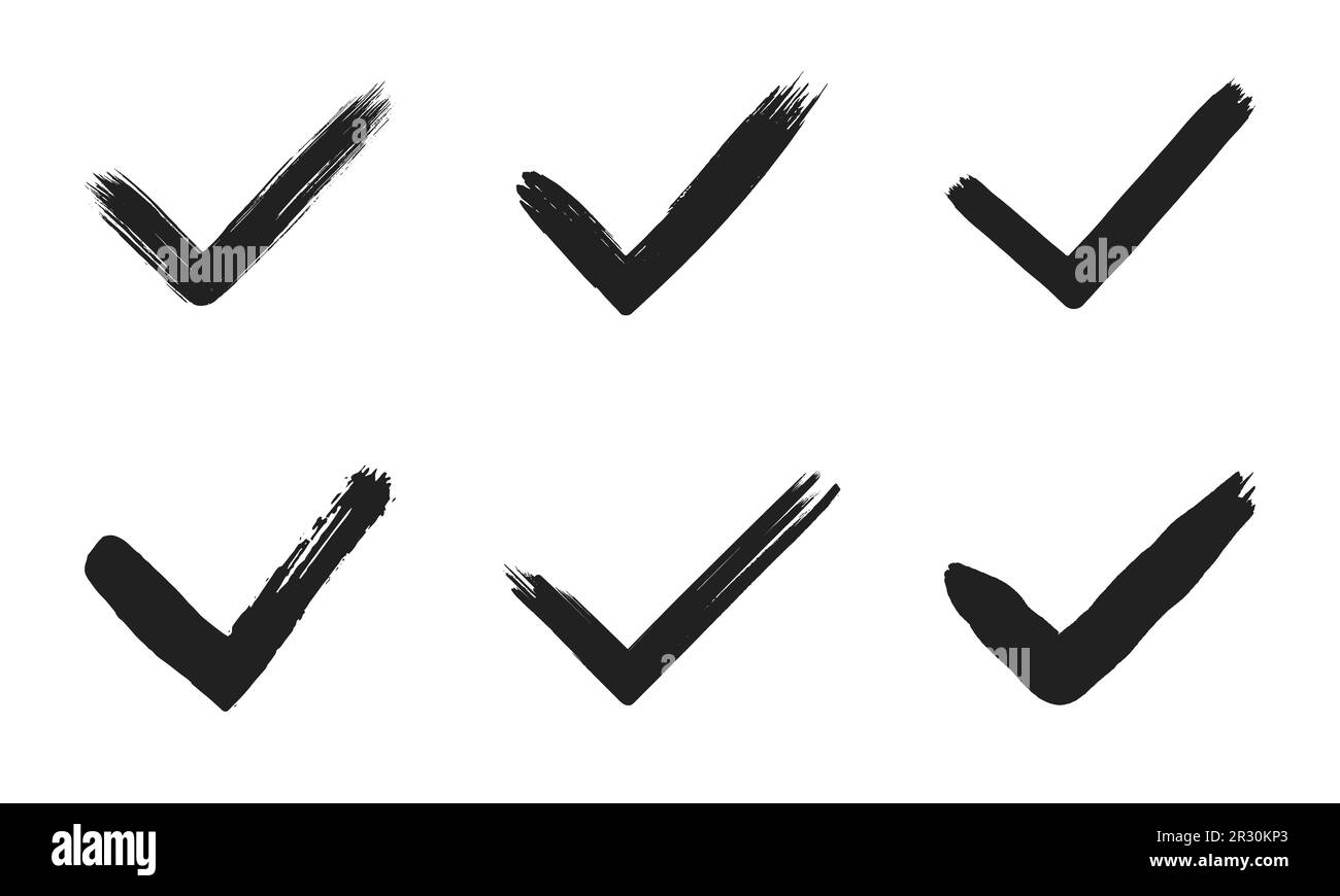 Dirty grunge hand drawn tick v with brush strokes vector illustration ...