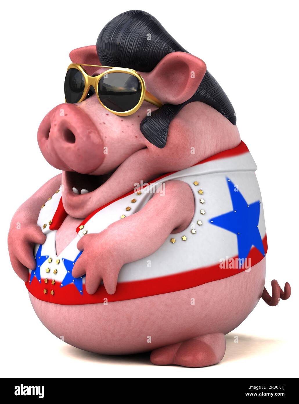 Fun 3D cartoon illustration of a pig rocker Stock Photo - Alamy