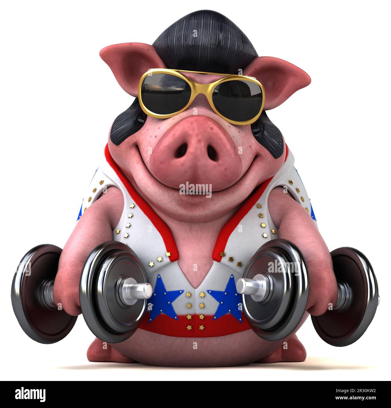 Fun 3D cartoon illustration of a pig rocker Stock Photo - Alamy