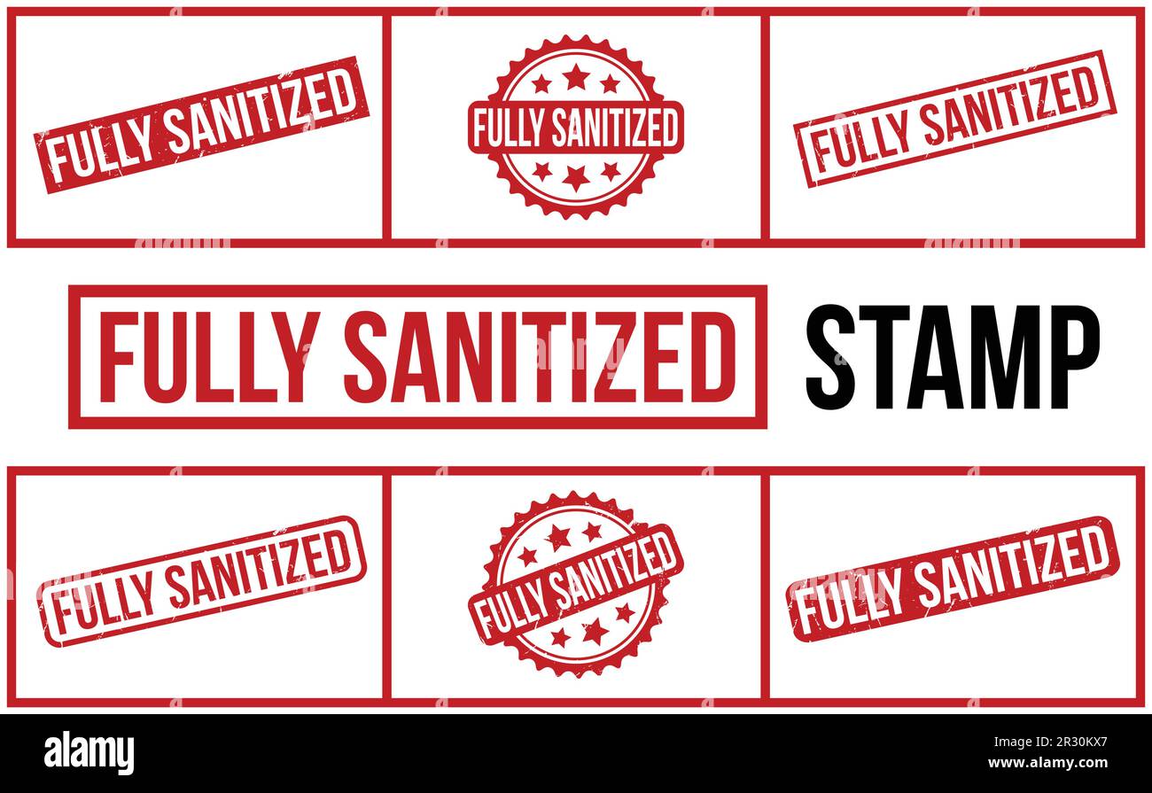 Fully Sanitized rubber grunge stamp set vector Stock Vector Image & Art ...