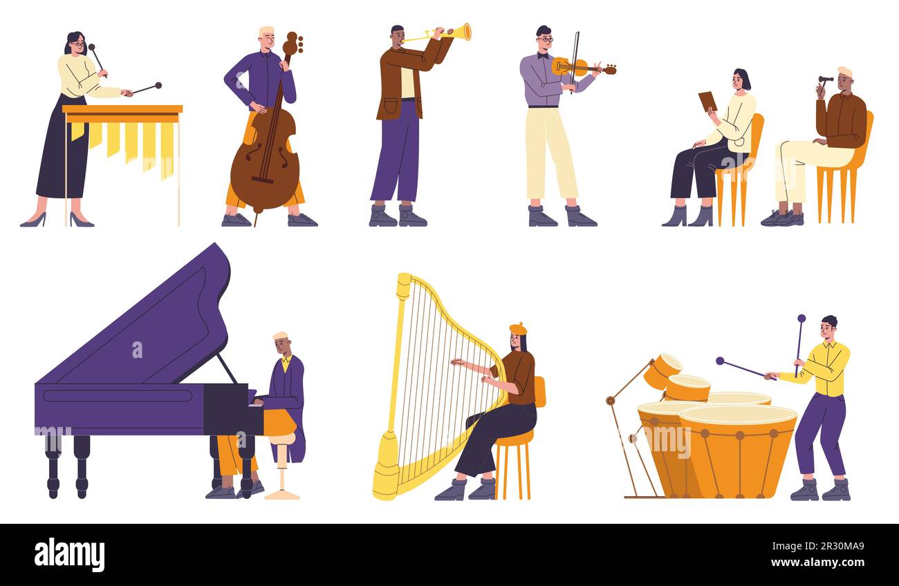 Band members with their instruments Stock Vector Images - Alamy