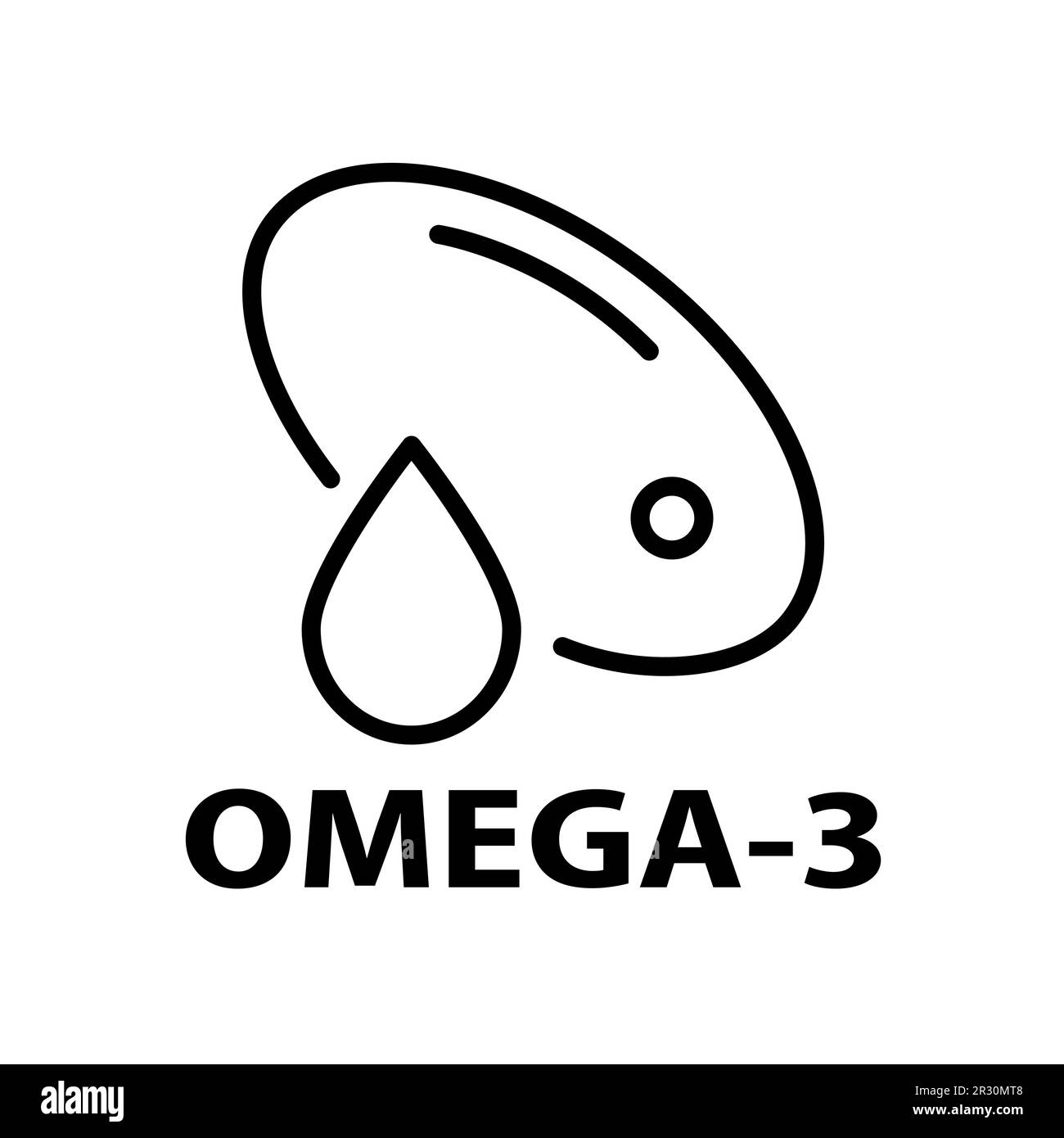 Omega 3 Line Icon Fish Oil Supplement Logo design Stock Vector Image ...