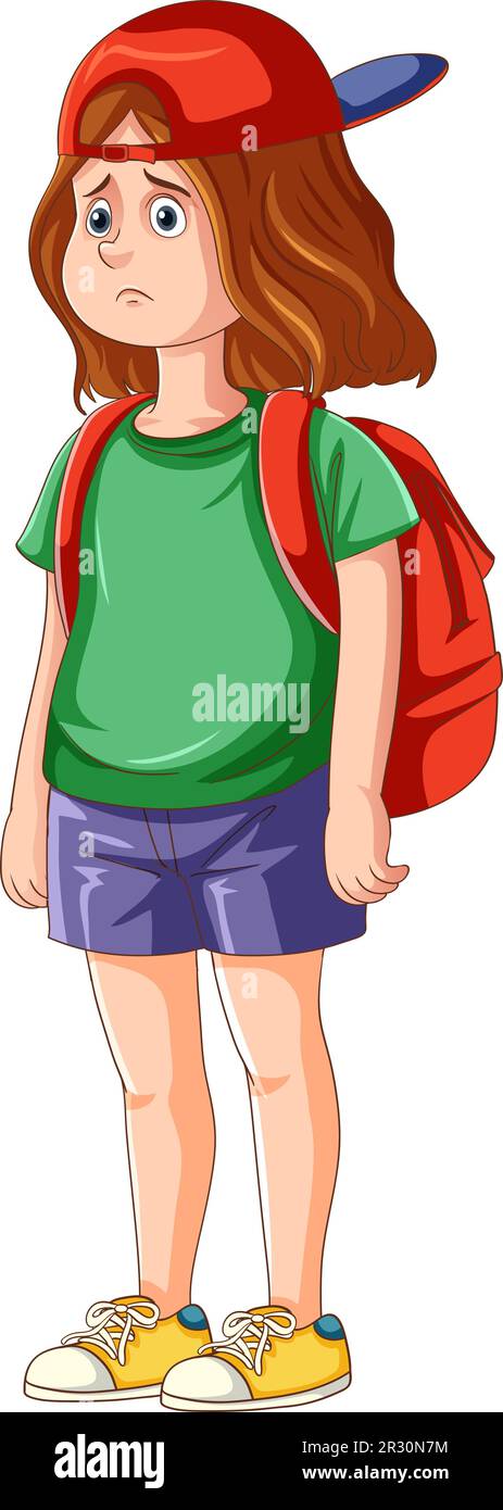 Disappointed Teenage Girl Cartoon Character illustration Stock Vector ...
