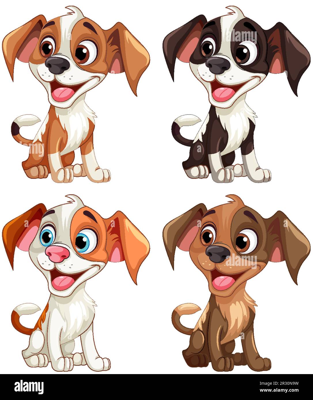 Cute dog cartoon character set illustration Stock Vector Image & Art ...