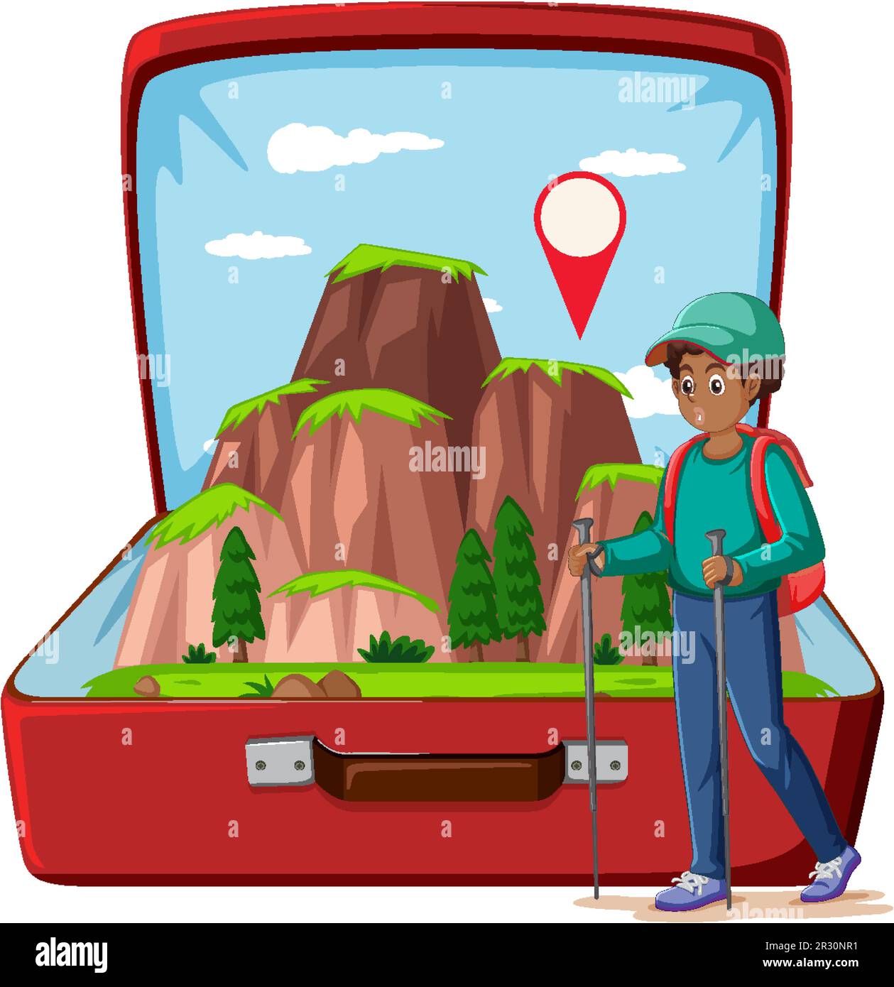 Teenage Boy Hiking Cartoon Character illustration Stock Vector Image ...