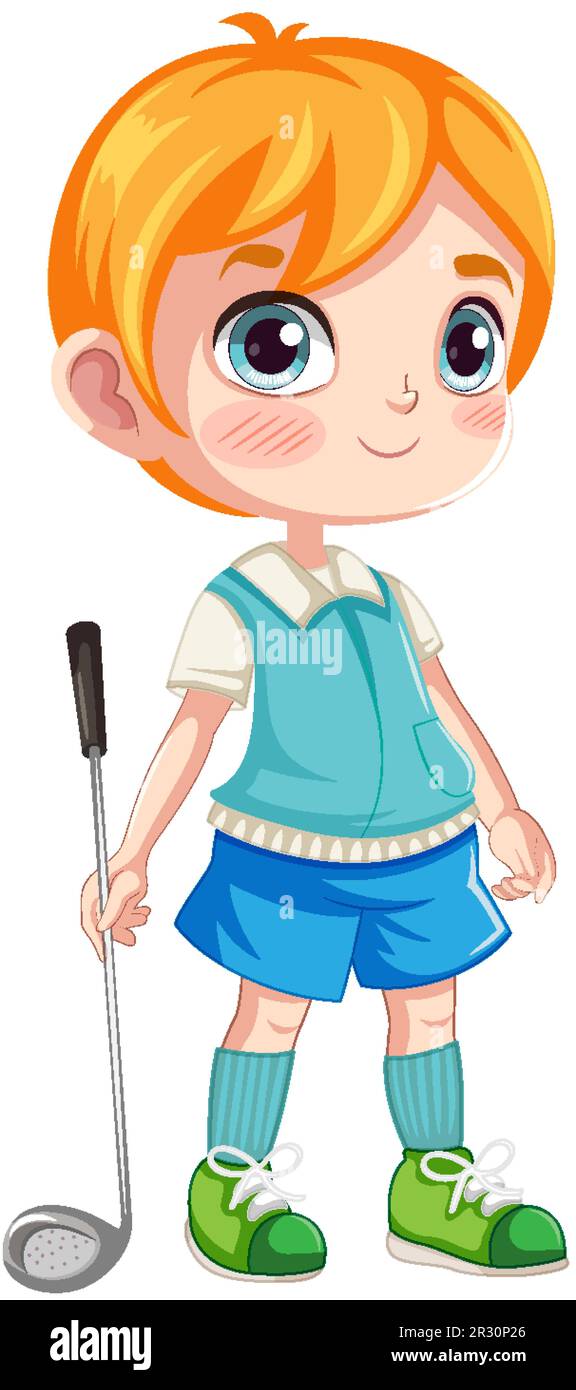 Isolated professional golfer cartoon character holding golf club ...