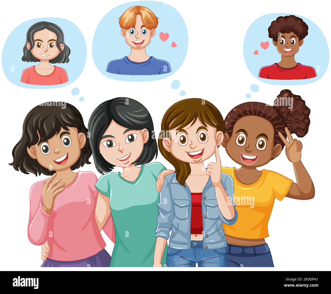 Teenage Friendship Cartoon Character illustration Stock Vector Image ...