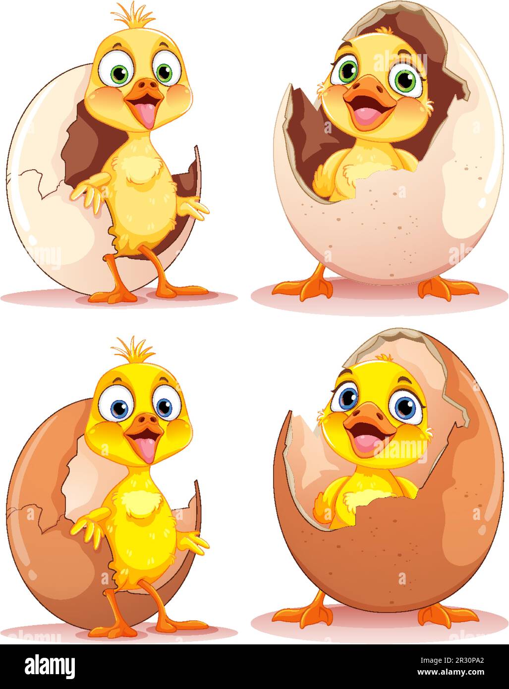 Adorable Little Duck Character Collection illustration Stock Vector ...