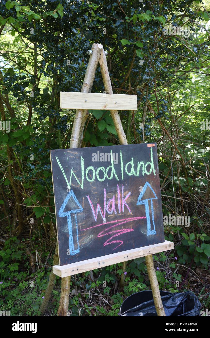 Woodland walk chalk sign Stock Photo - Alamy