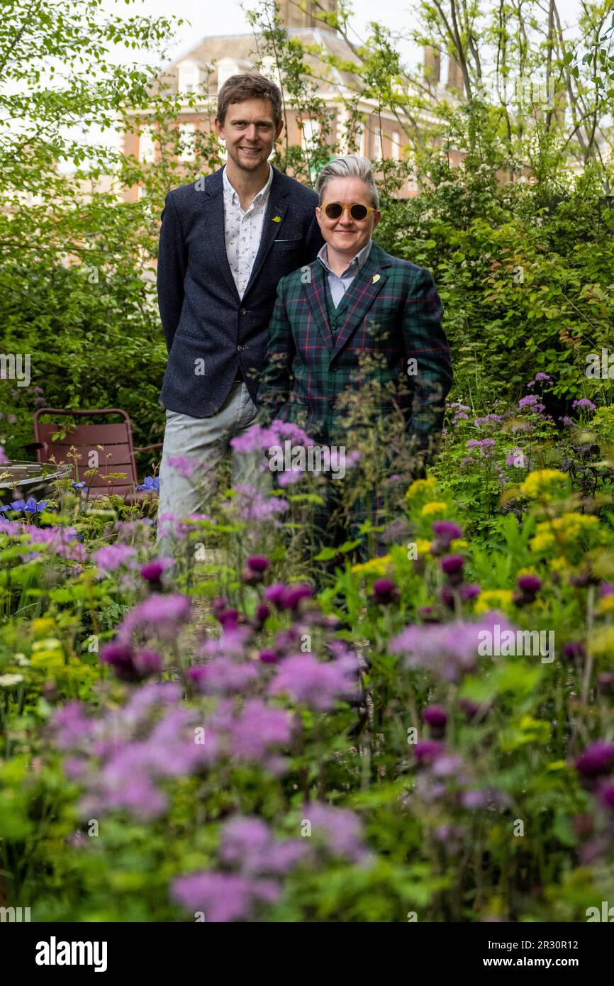 London, UK. 22 May 2023. Designers Charlotte Harris and Hugo Bugg in ...