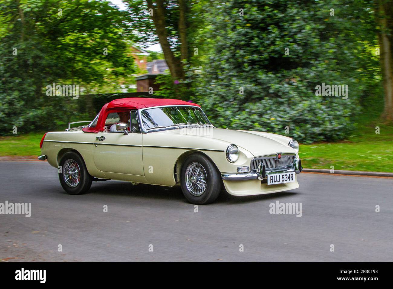1976 70s seventies MG B White Car Petrol 1798 cc; at the Lytham St ...