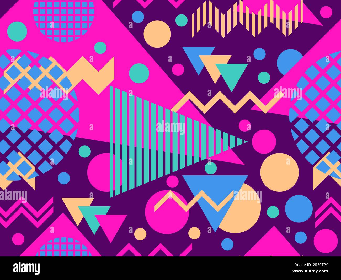 Memphis seamless pattern with geometric shapes in 80s style. Colorful ...