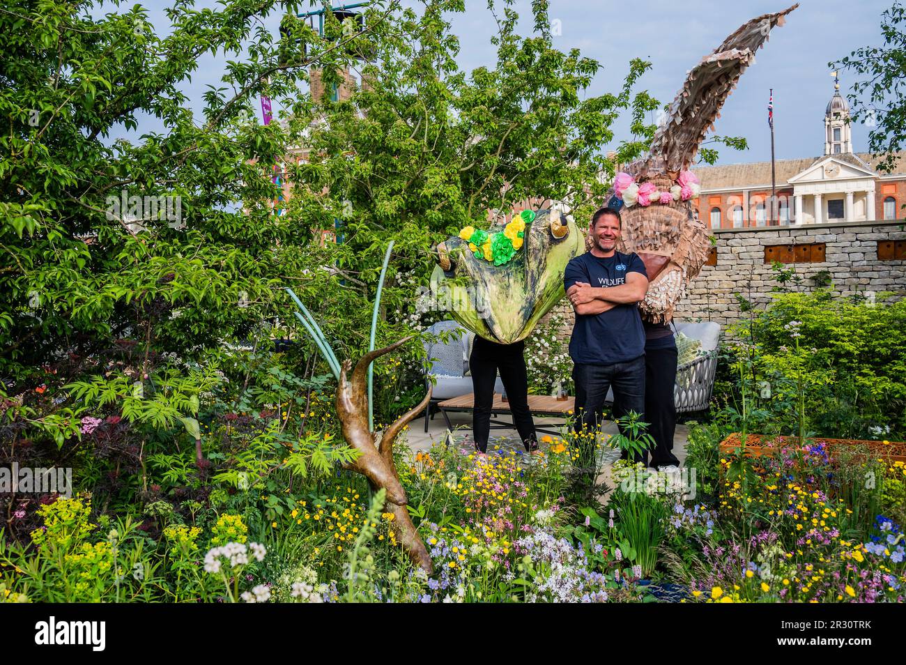 London, UK. 22nd May, 2023. Steve Backshaw, presenter, with a giant ...