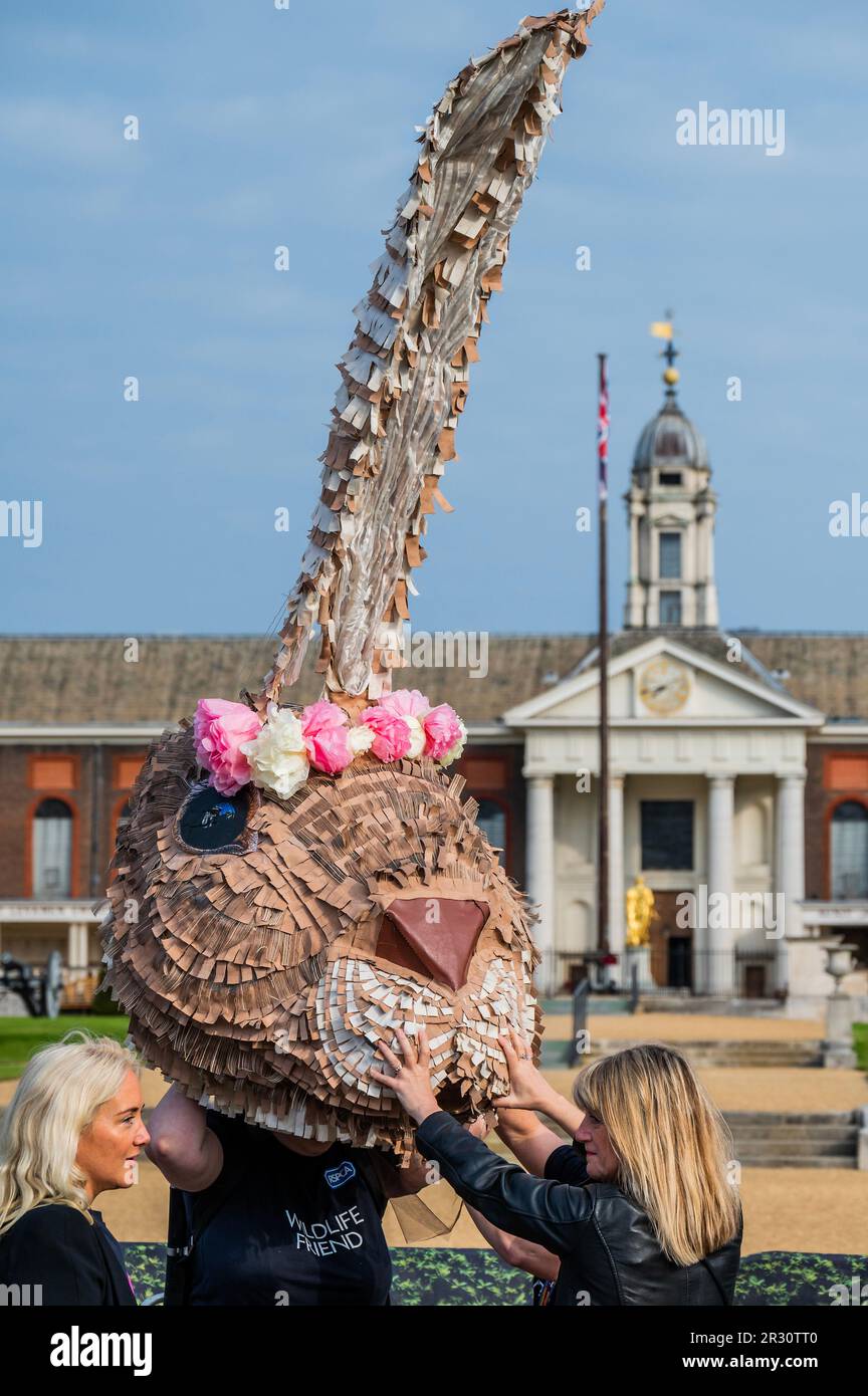 London, UK. 22nd May, 2023. A giant Hare is prepared for the The RSPCA ...
