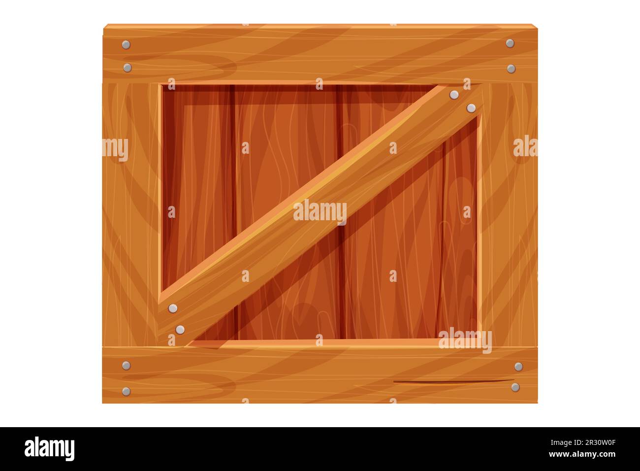 Wooden box, delivery container in cartoon style, game asset isolated on ...