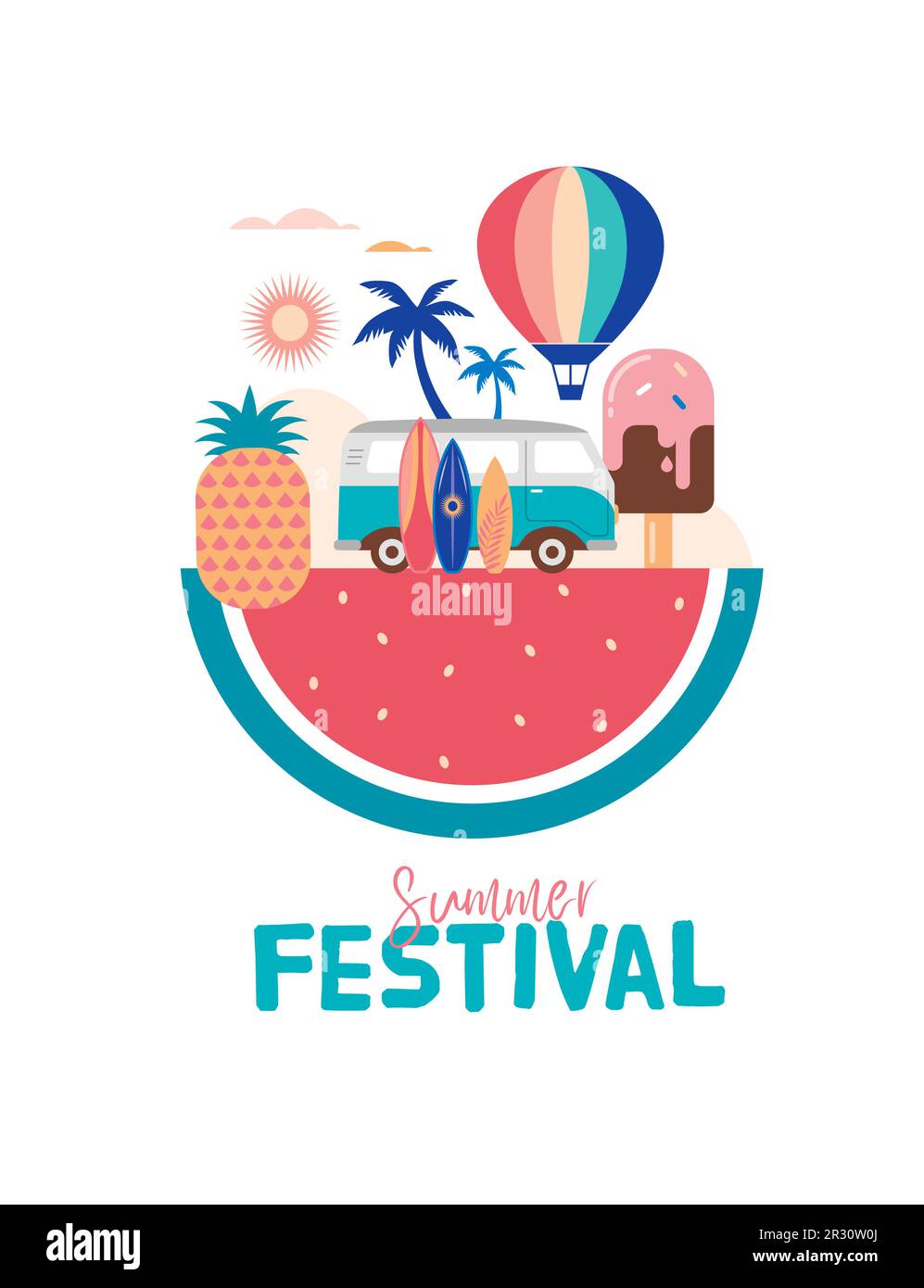 Colorful Geometric Watermelon Summer Background, poster, banner. Summer ...