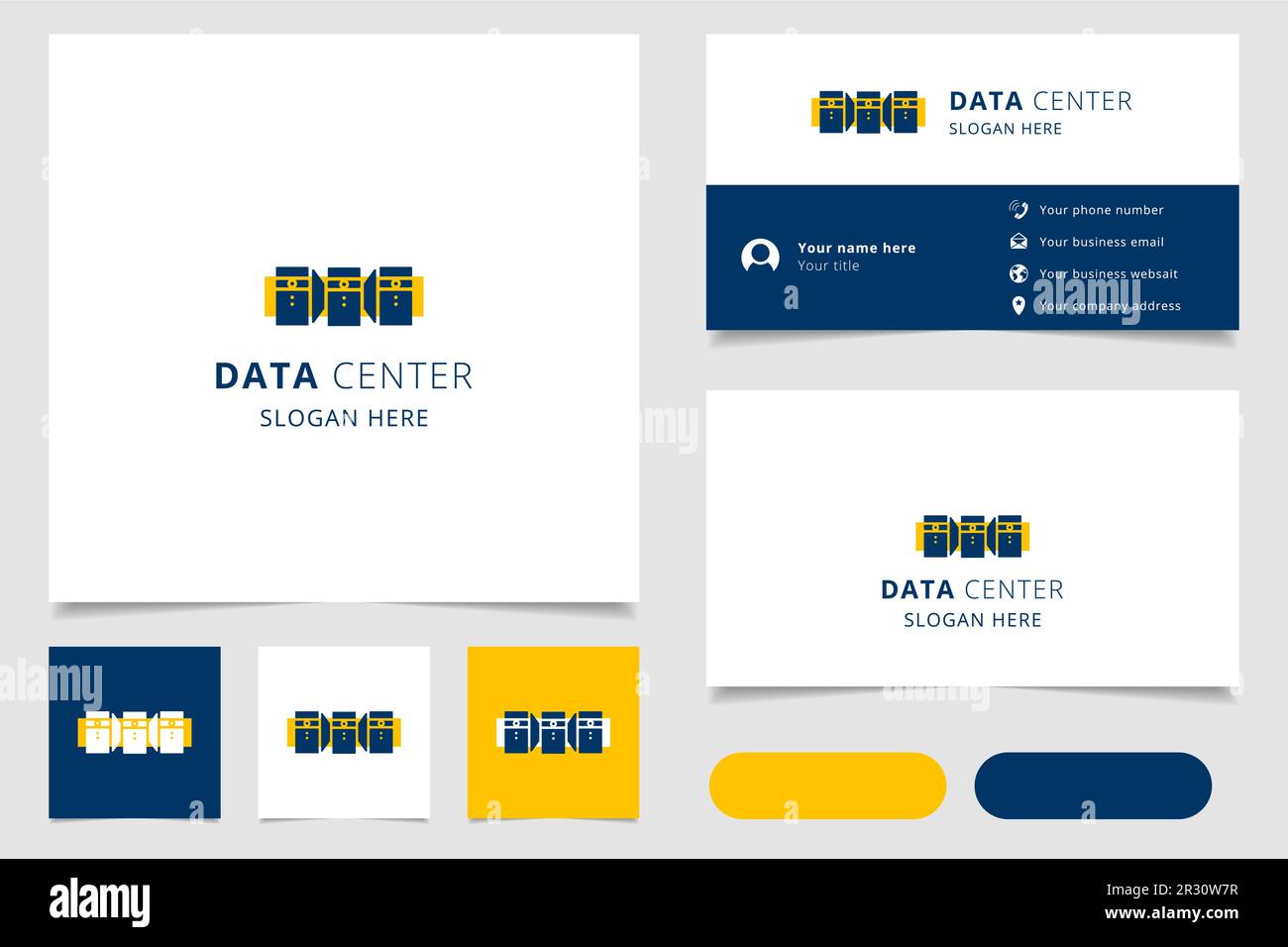 Data center logo design with editable slogan. Branding book and ...