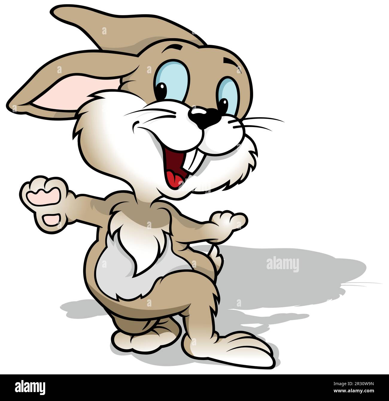 Cute Bunny with Blue Eyes Dancing on the Ground Stock Vector Image ...