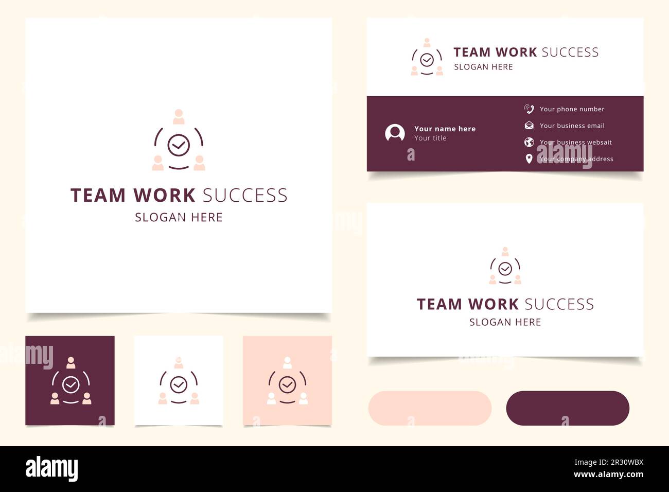 Team work success logo design with editable slogan. Branding book and ...