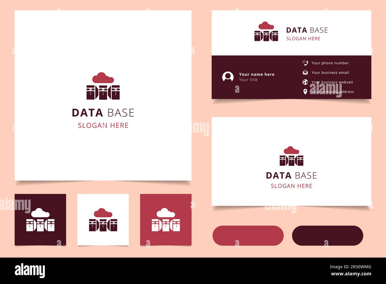 Data base logo design with editable slogan. Branding book and business ...