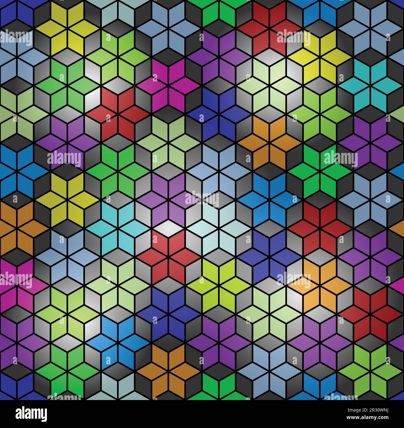 Rhombus stained glass, colored stars, - seamless pattern Stock Vector ...