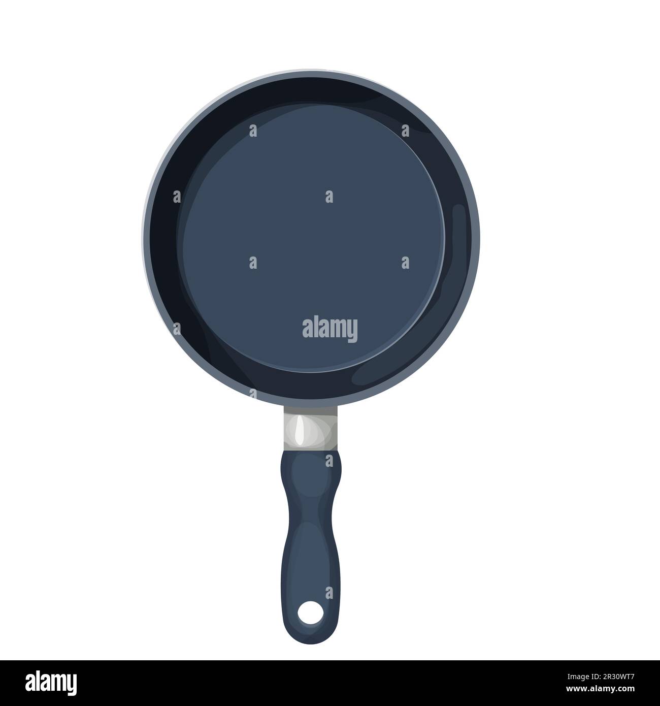 Frying pan top view kitchen cookware equipment in cartoon style ...