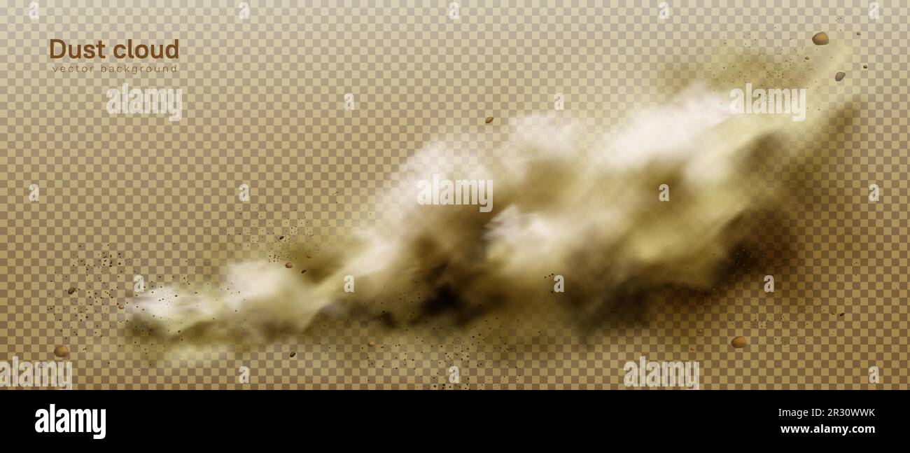 Dust cloud, dirty brown smoke, heavy thick smog with motes sand and ...