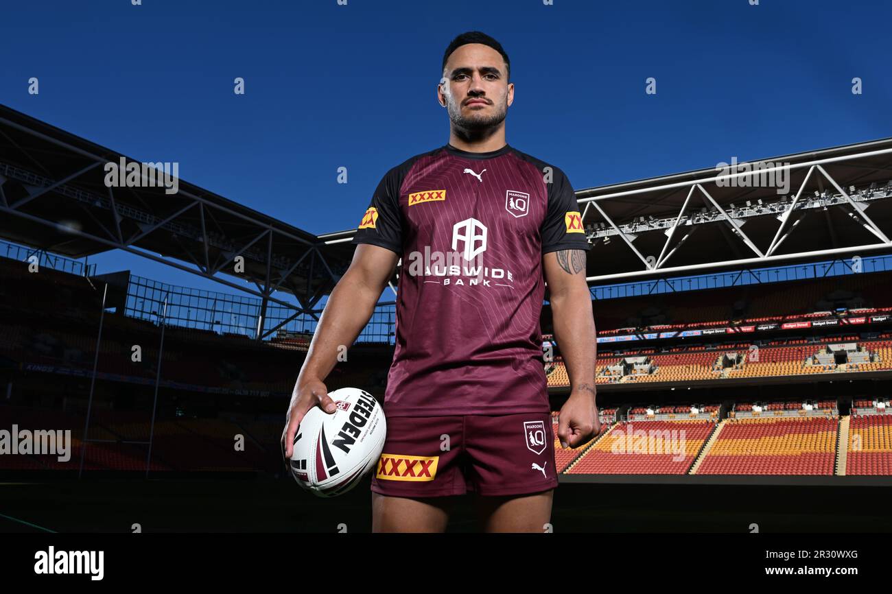 Valentine Holmes of the Maroons poses for a photograph during the 2023 ...