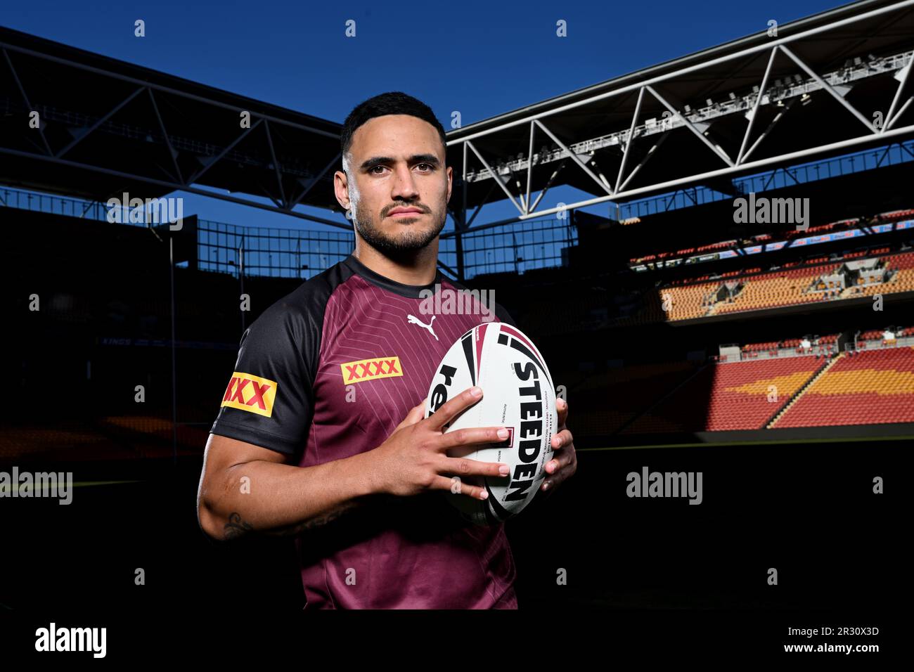 Valentine Holmes of the Maroons poses for a photograph during the 2023 ...