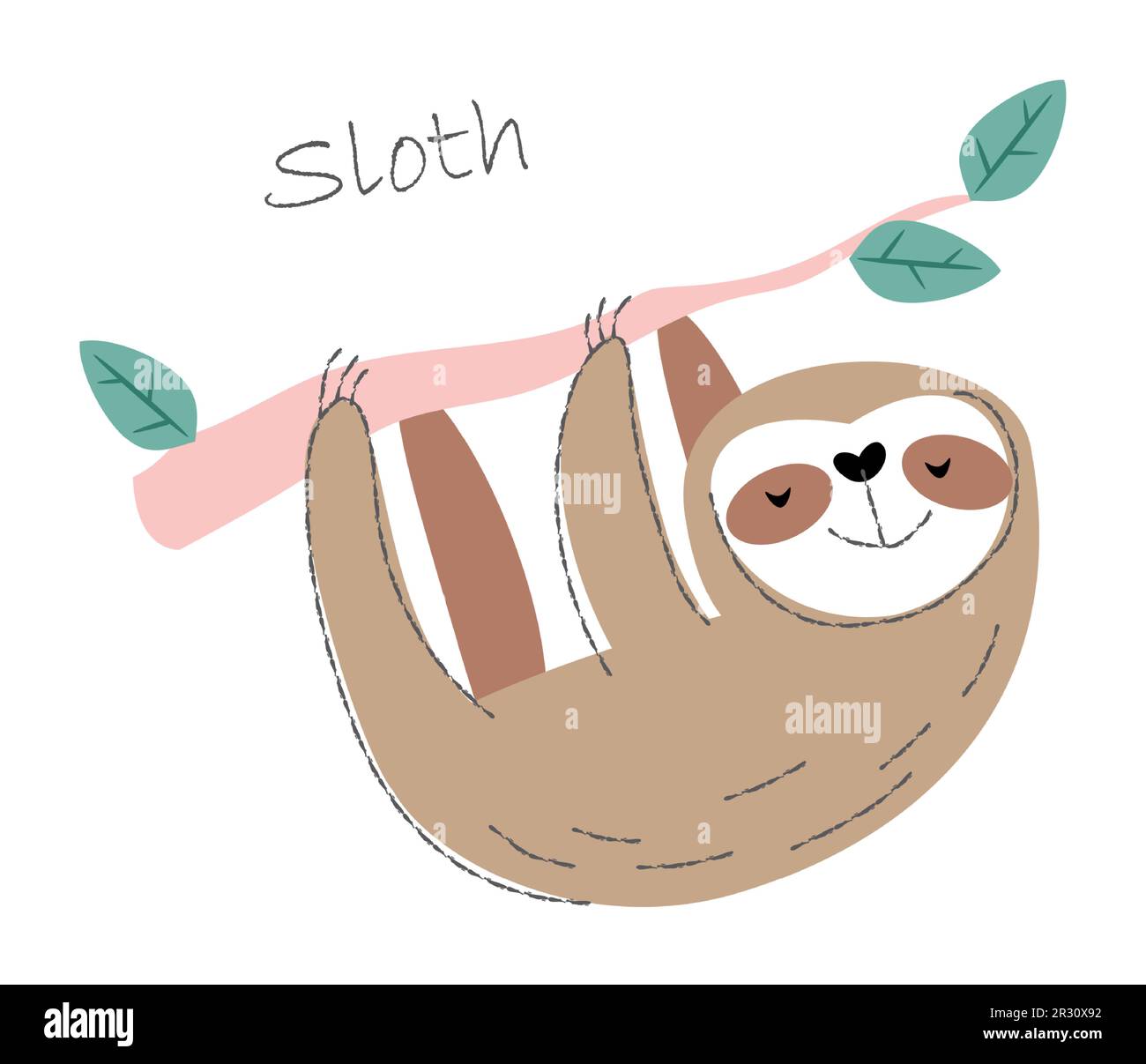 Sloth bear . Cute animals cartoon characters . Flat shape and line ...