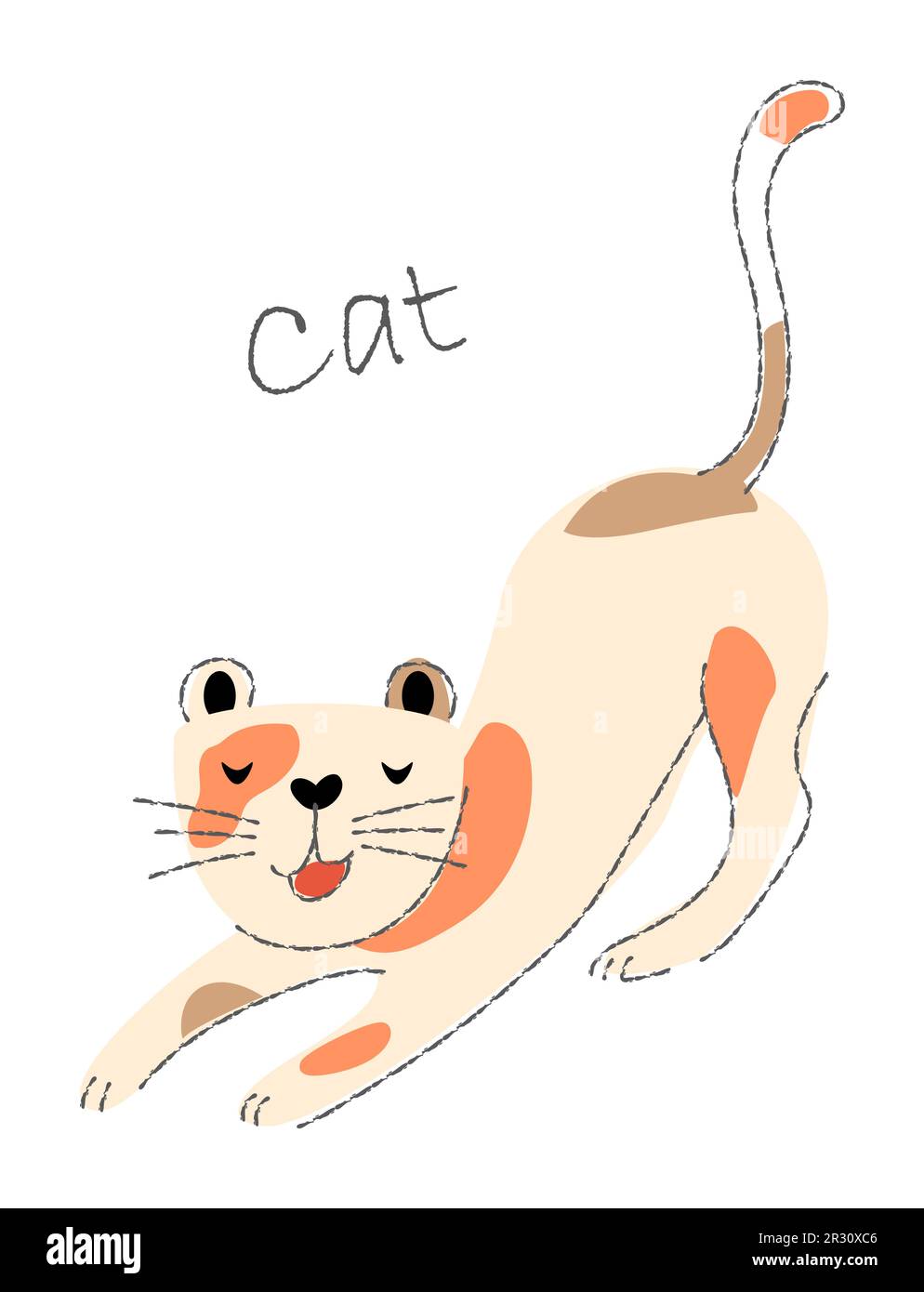 Cat . Cute animals cartoon characters . Flat shape and line stroke ...